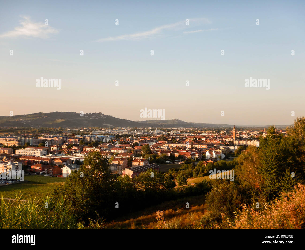 View of the city of Alba and the Langhe hills, Piedmont - Italy Stock ...
