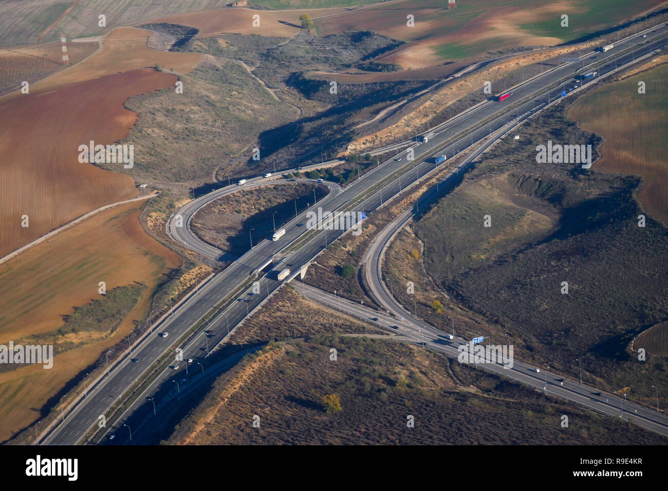 Airplane flight over Spain Stock Photo - Alamy