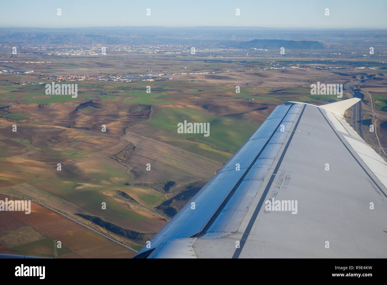 Airplane flight over Spain Stock Photo - Alamy