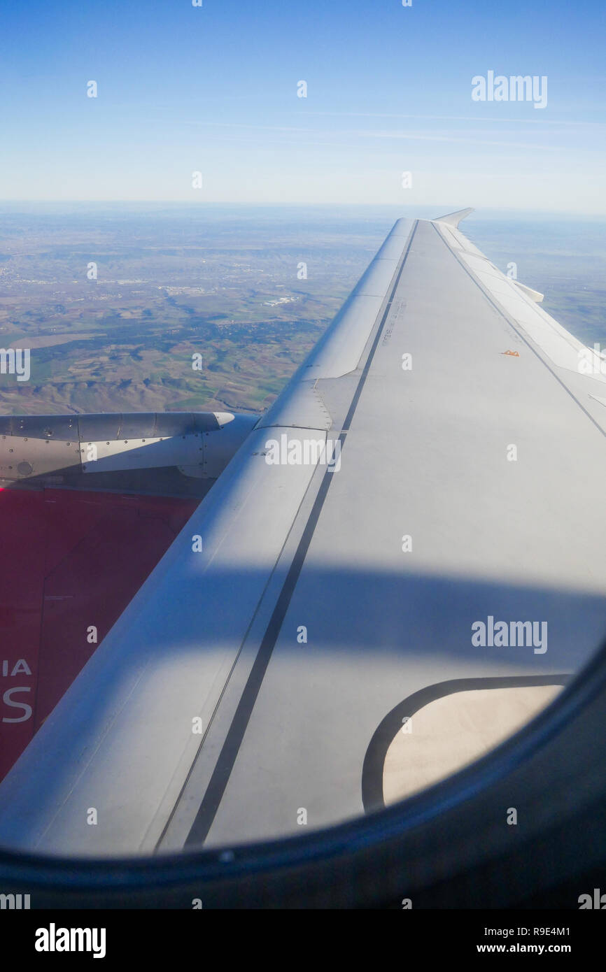 Airplane flight over Spain Stock Photo - Alamy