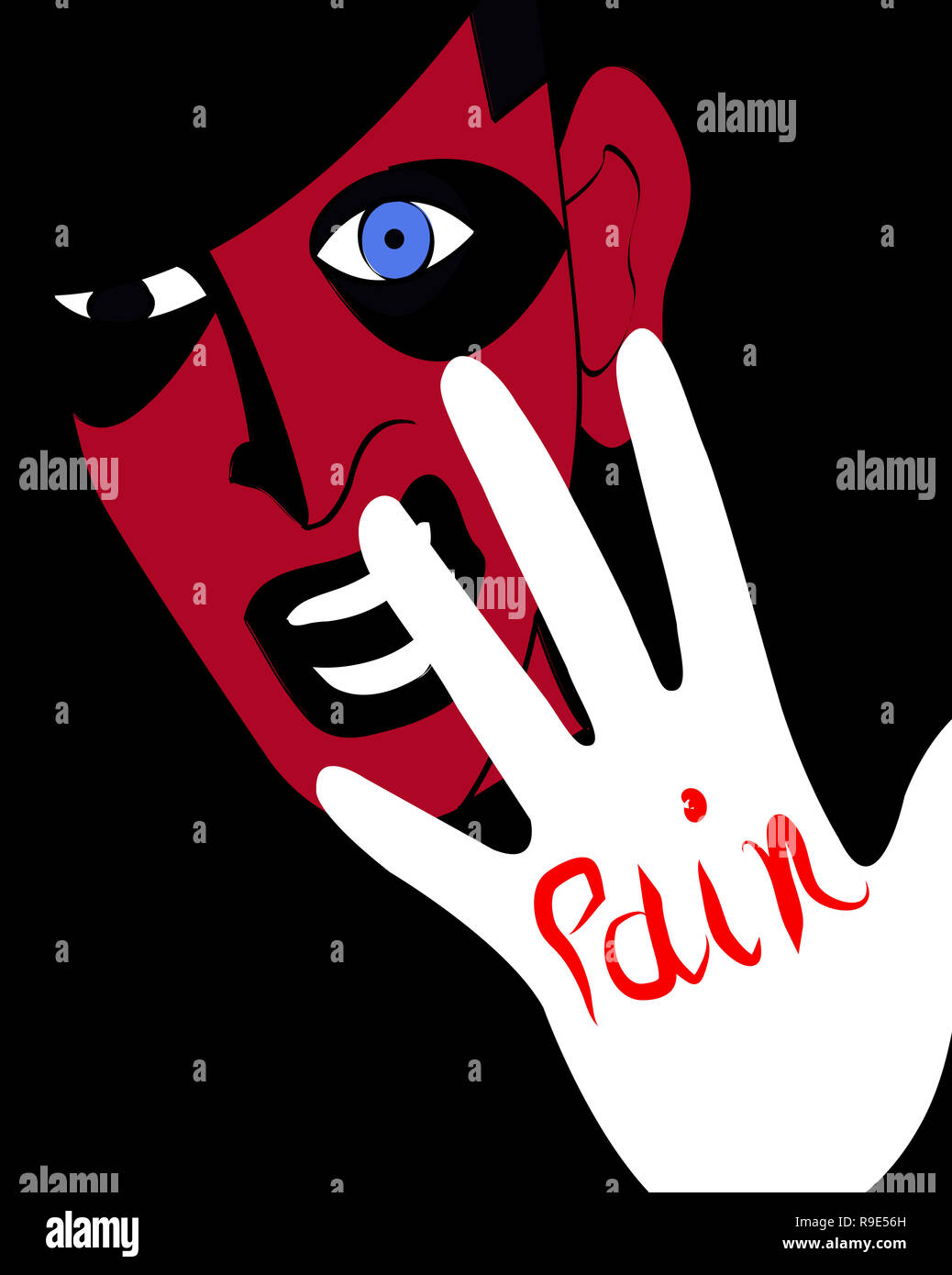 illustration of an angry man in pain Stock Photo - Alamy