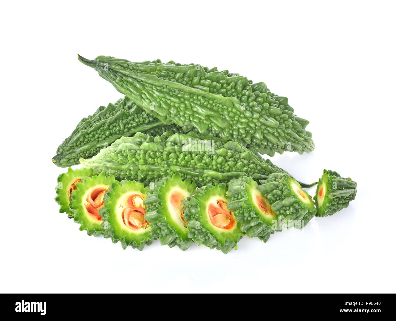 Bitter melon, Bitter gourd on white background Stock Photo - Alamy