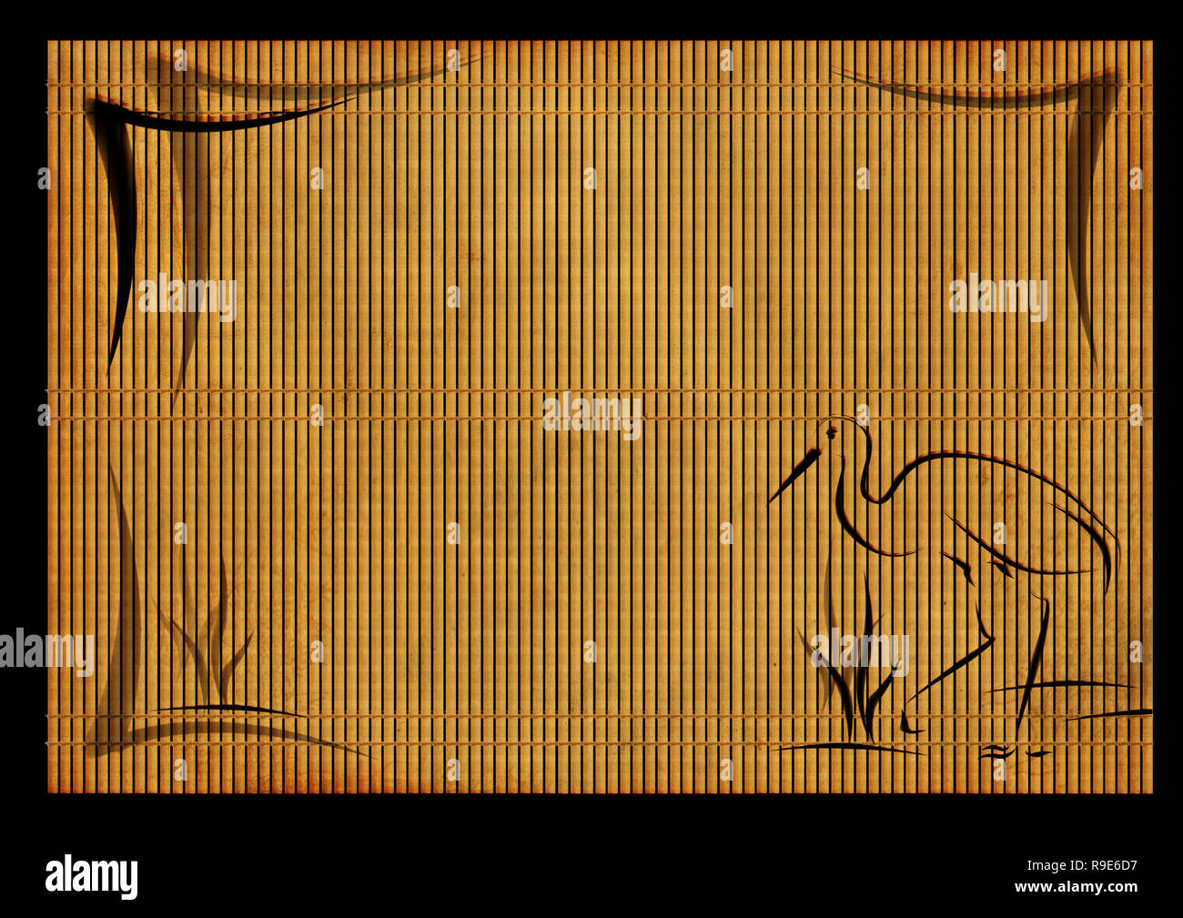 Background - an ancient volumetric Japanese reed mat Stock Photo - Alamy