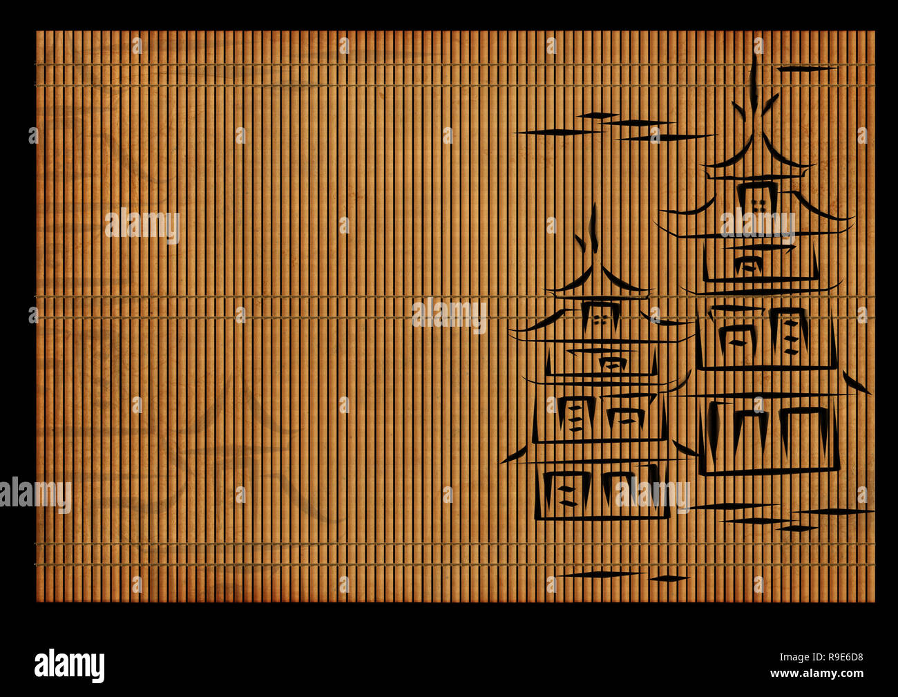 Background - an ancient volumetric Japanese reed mat Stock Photo - Alamy