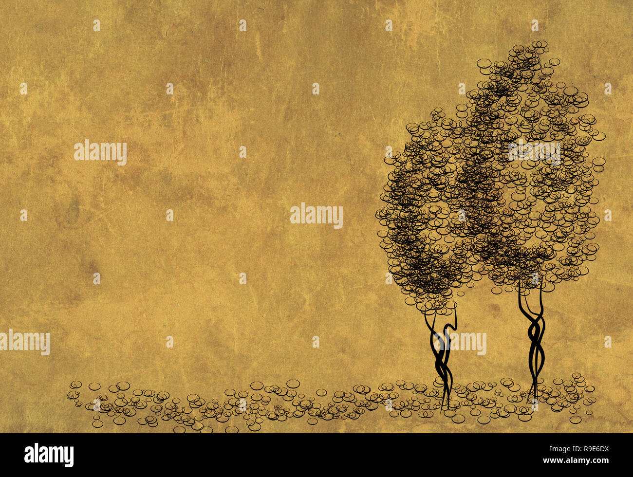 Background - sheet parchment with figure of trees Stock Photo - Alamy