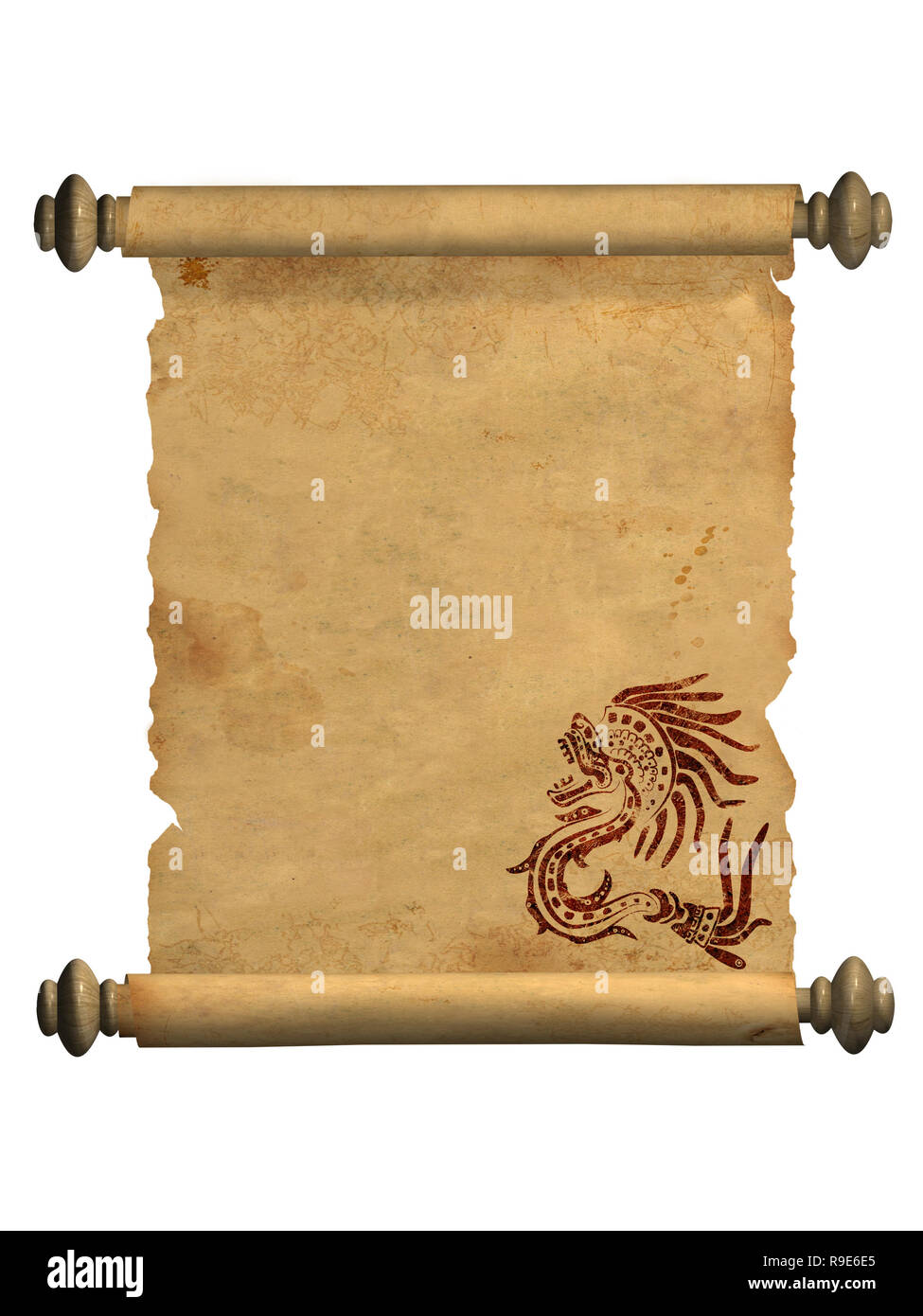 Scroll of old parchment. Object over white Stock Photo - Alamy