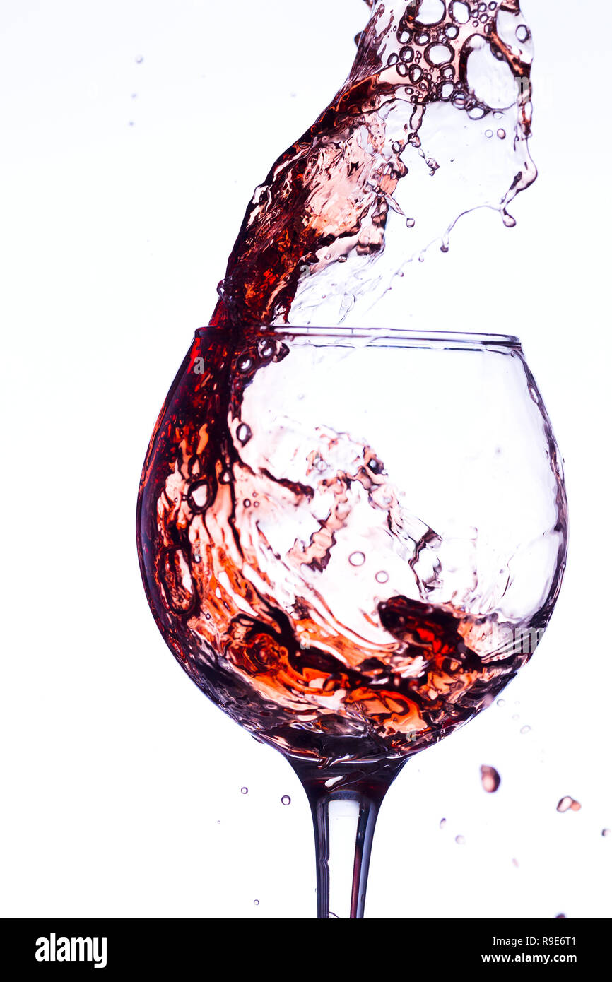 Wine splashing in glass, acrylic background, studio lighting Stock ...