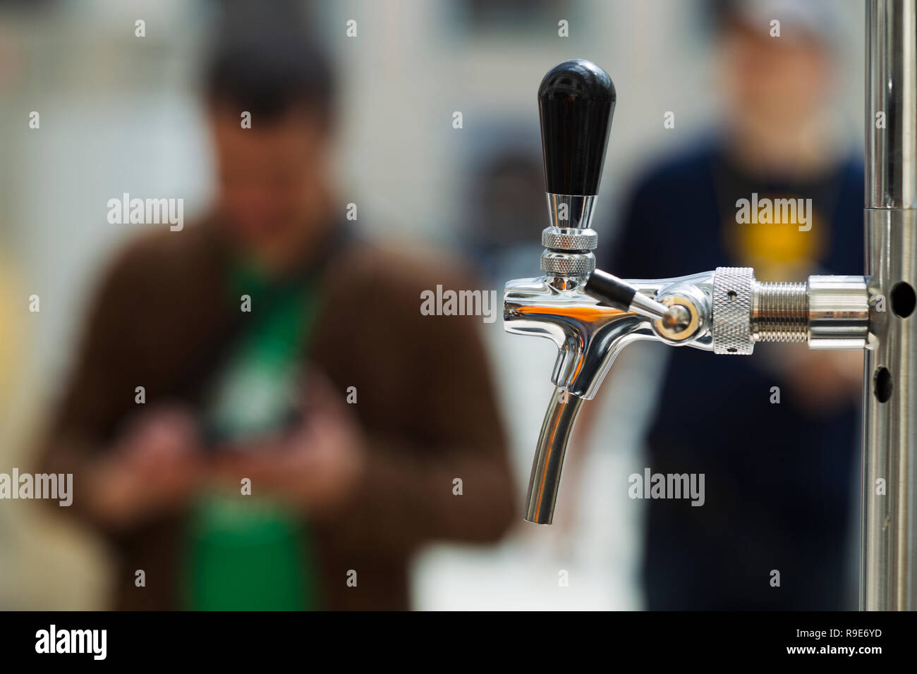 Bright metal beer tap, natural light, sunlight Stock Photo - Alamy