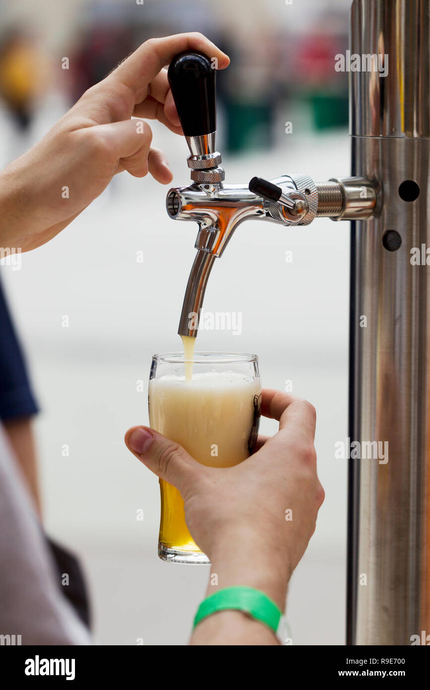 Bright metal beer tap, natural light, sunlight Stock Photo - Alamy