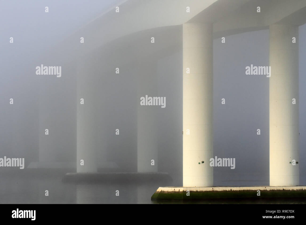 One of the newest bridges of Porto in the morning mist Stock Photo - Alamy