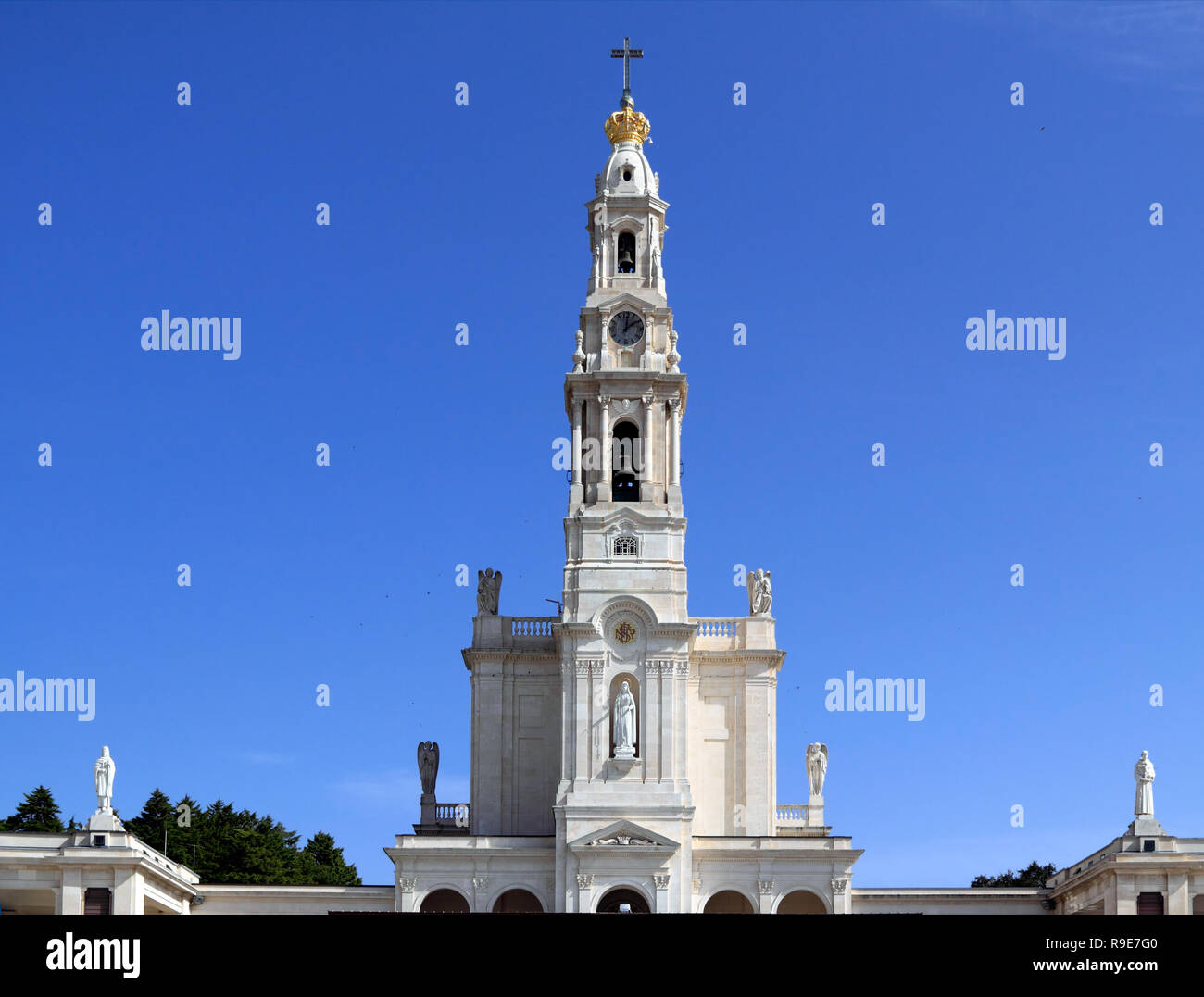 Sanctuary of Fatima, altar of the world, in portugal, against deep blue ...
