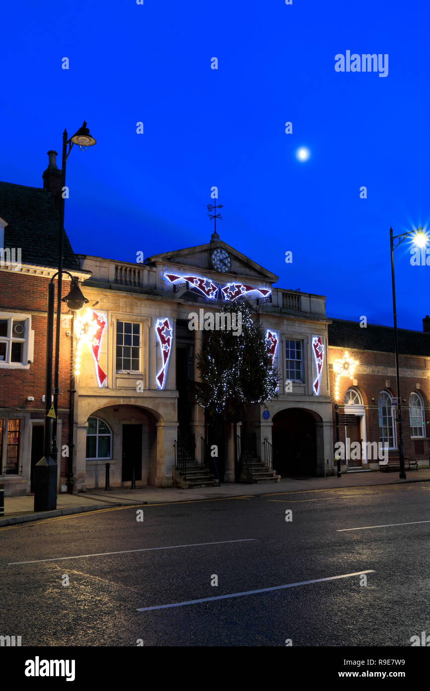 Christmas lights in Bourne Town centre, Lincolnshire; England; UK Stock ...