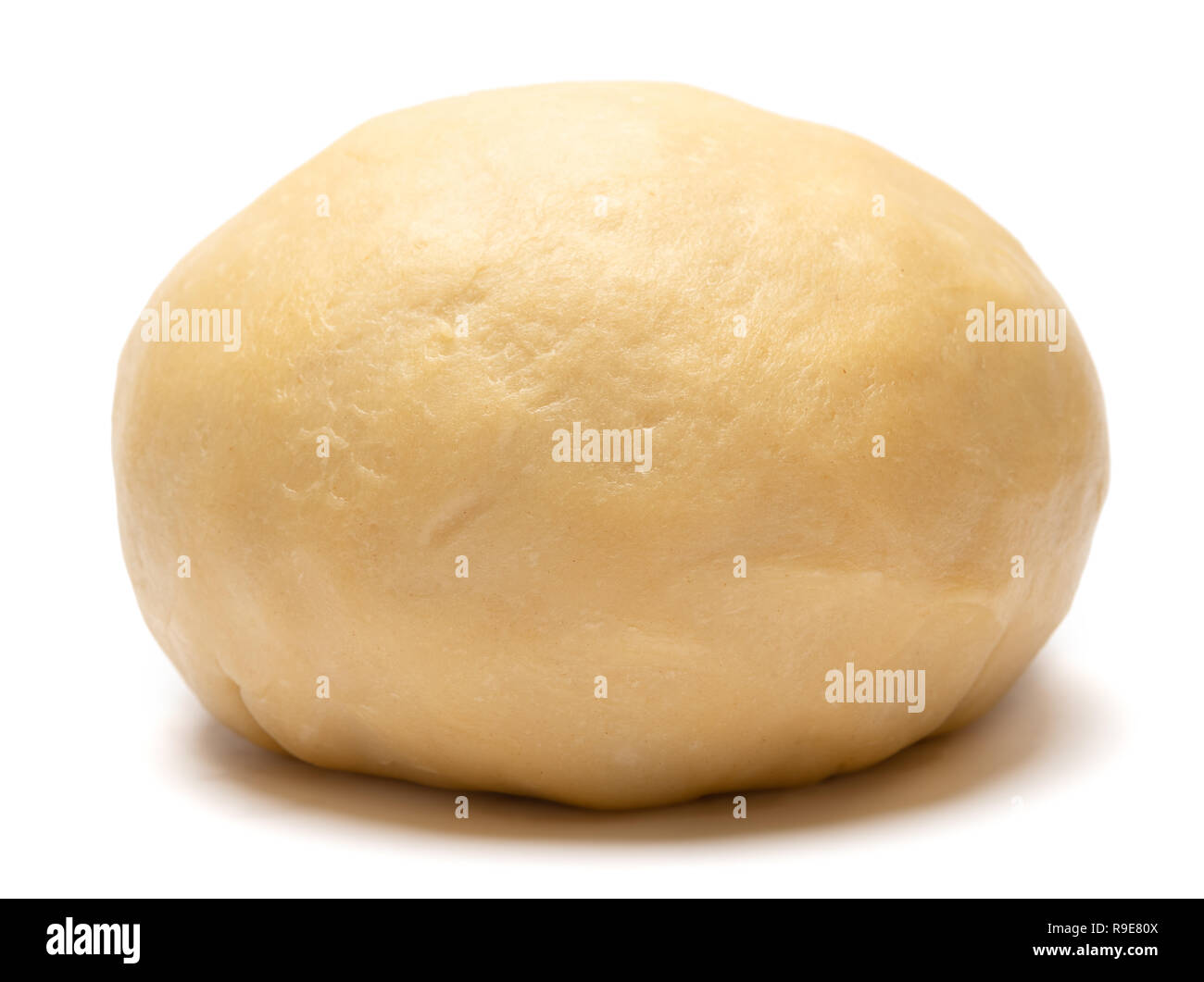 unrolled and unbaked Shortcrust pastry dough on white background Stock ...