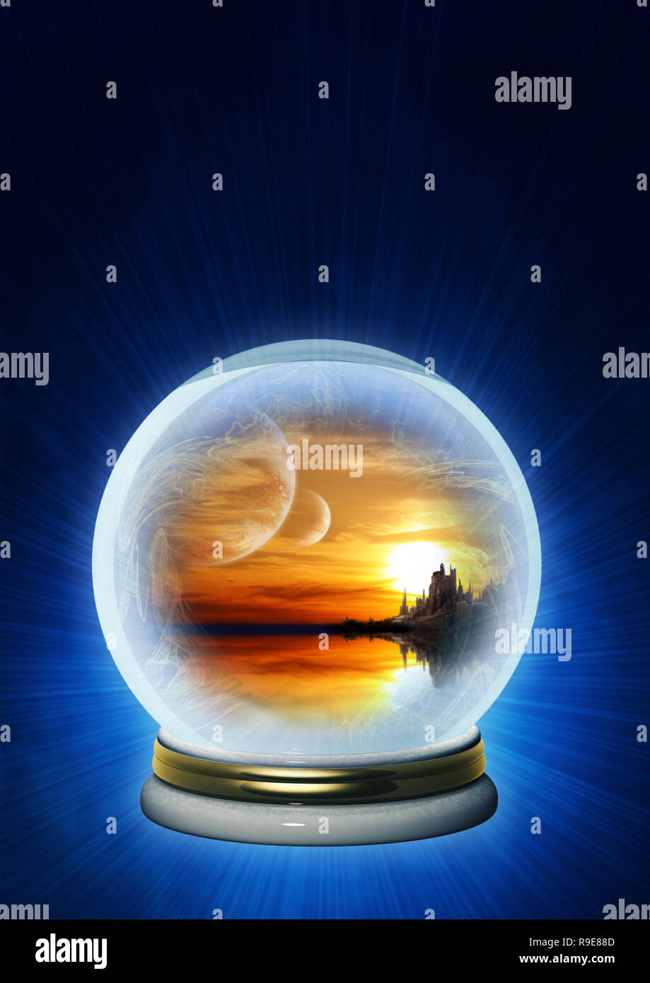 Ball glass magician blue hi-res stock photography and images - Alamy