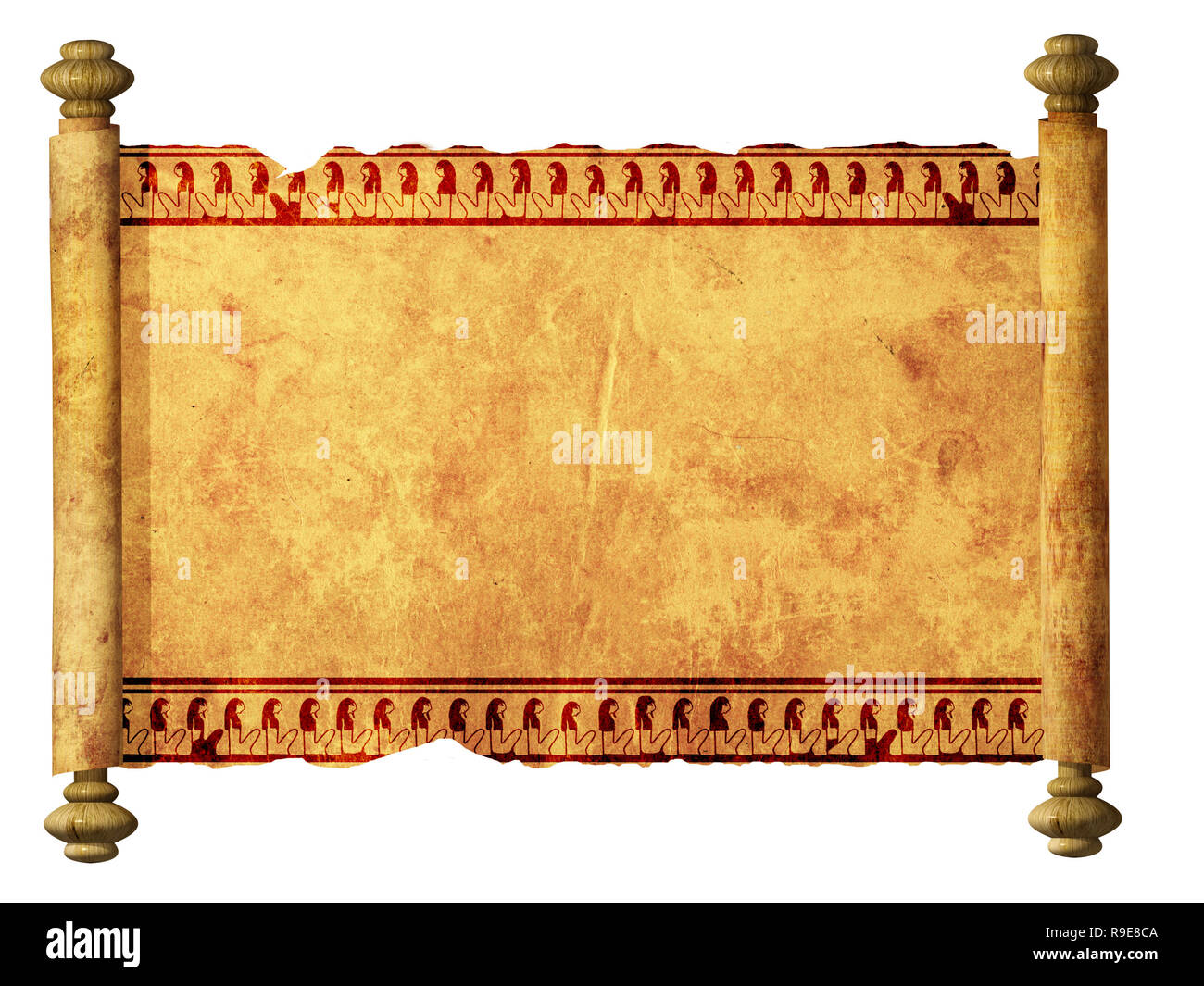 Scroll with Egyptian images. Object over white Stock Photo - Alamy