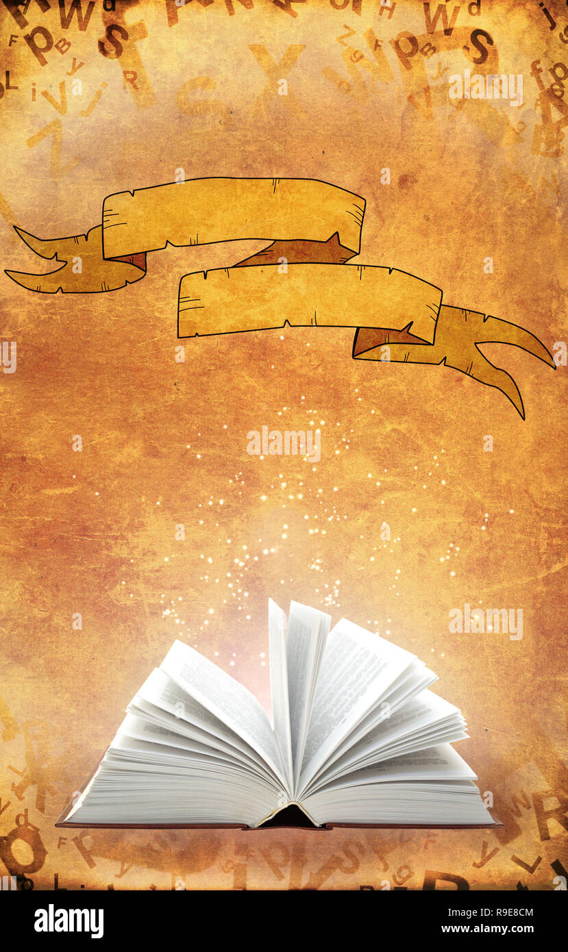 Vertical grunge background with magic book Stock Photo - Alamy