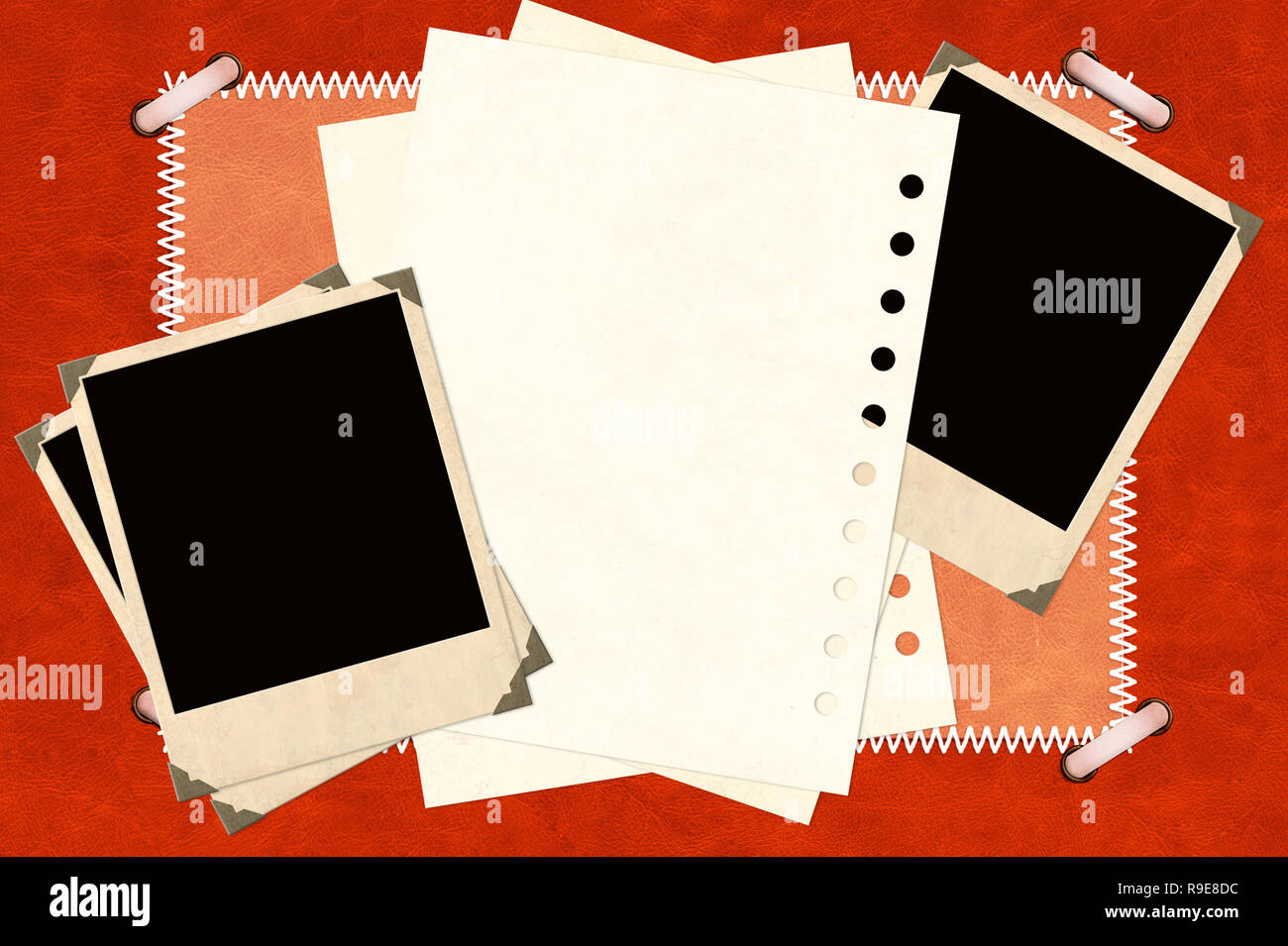 Grunge background with notebook pages and photos Stock Photo - Alamy