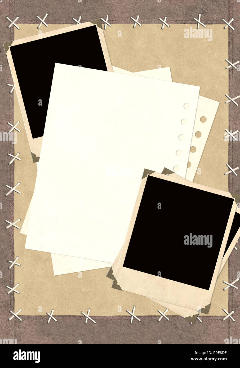 Grunge background with notebook pages and photos Stock Photo - Alamy