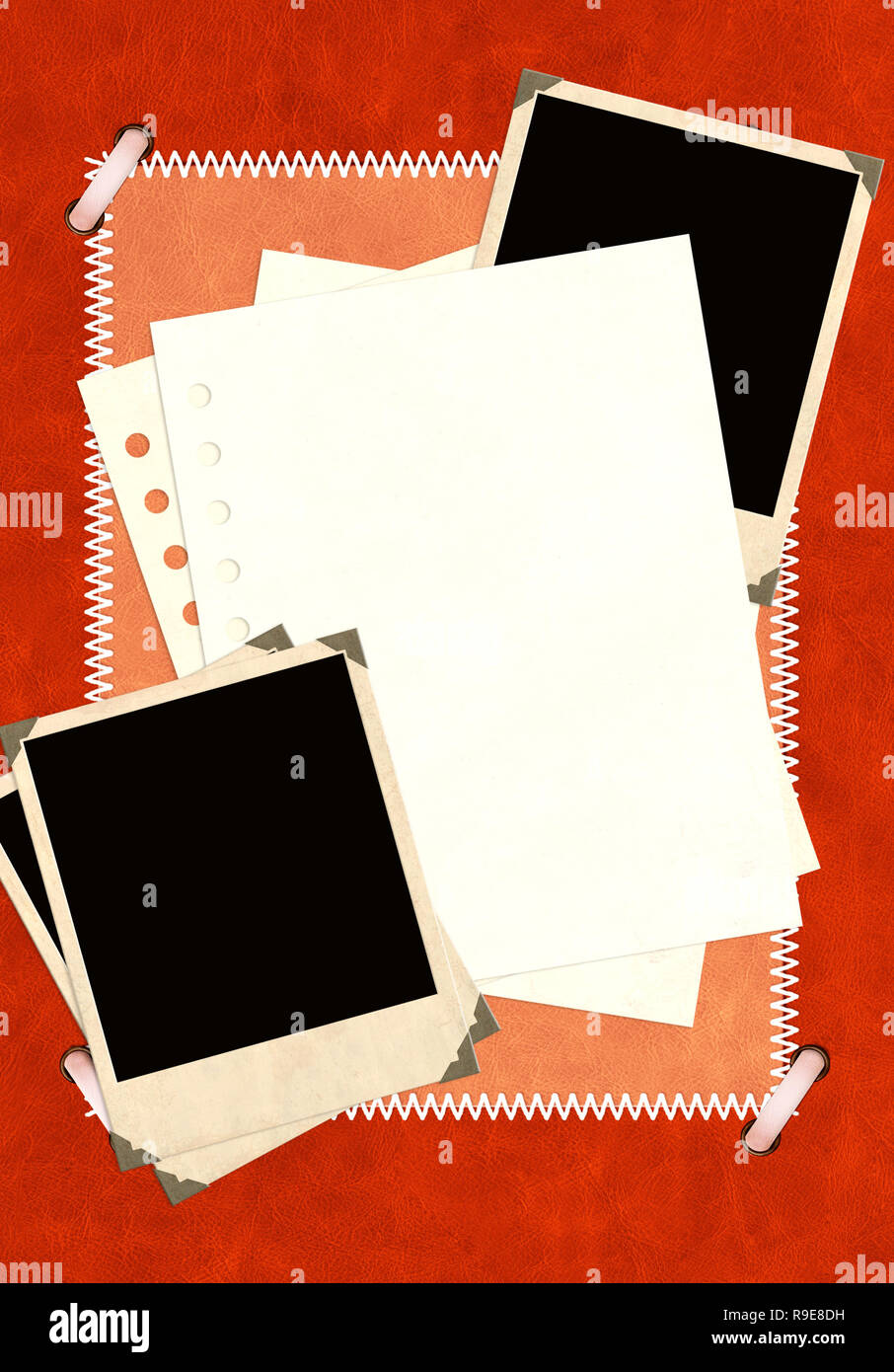 Grunge background with notebook pages and photos Stock Photo - Alamy