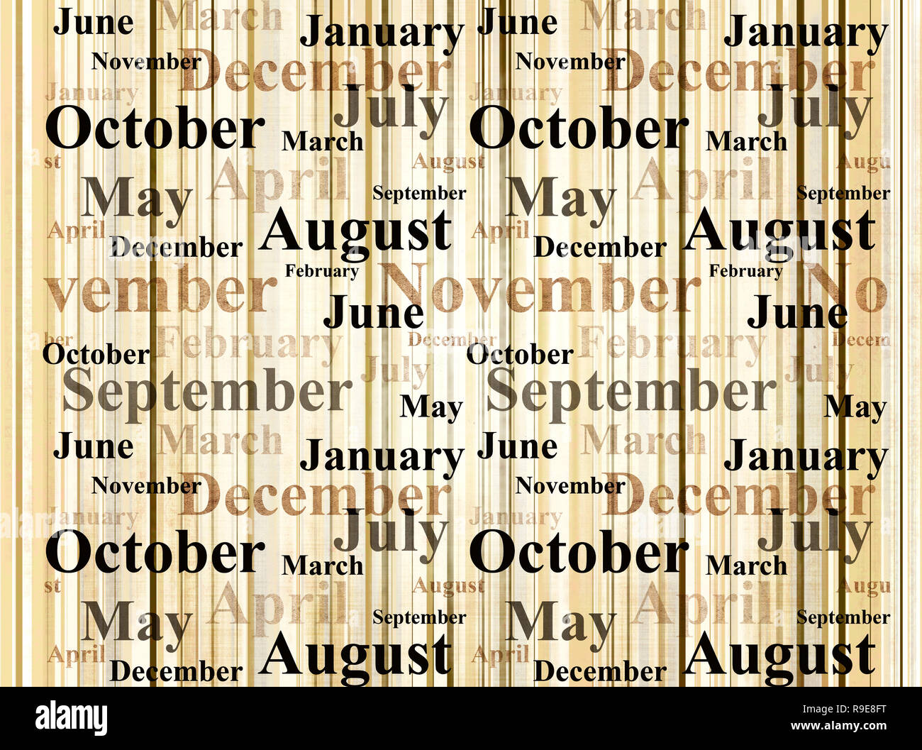 Grunge background with names of months Stock Photo - Alamy