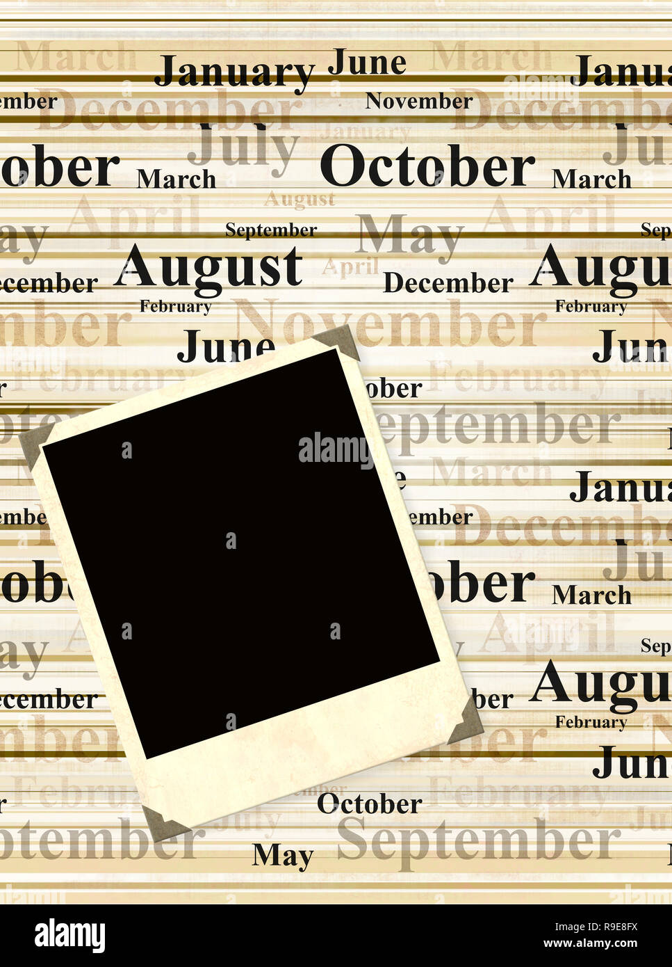 Grunge background with names of months and photo Stock Photo - Alamy