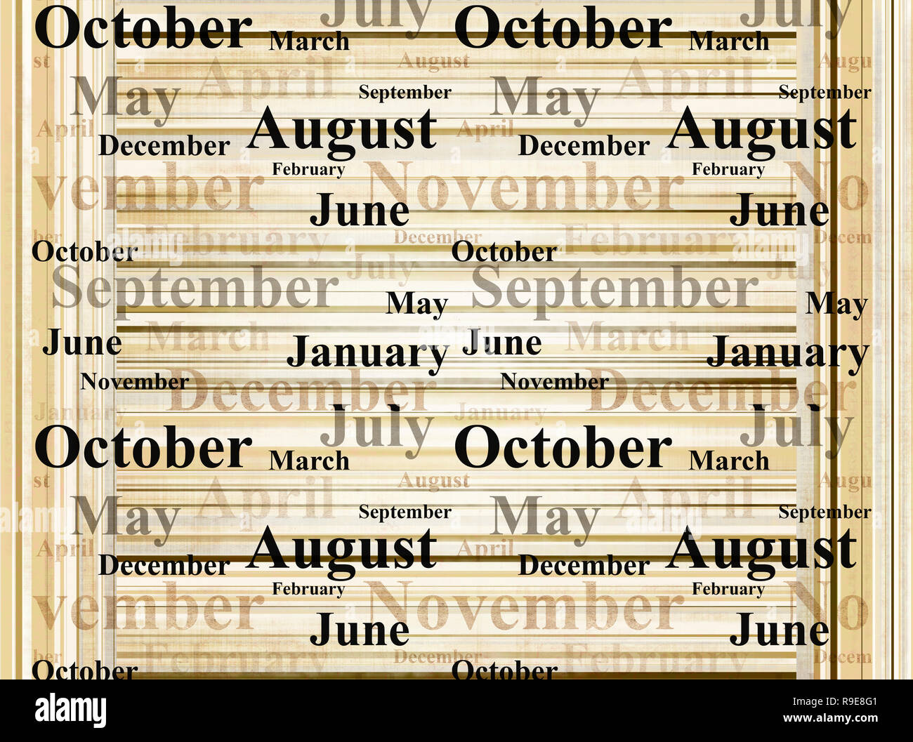 Grunge background with names of months Stock Photo - Alamy