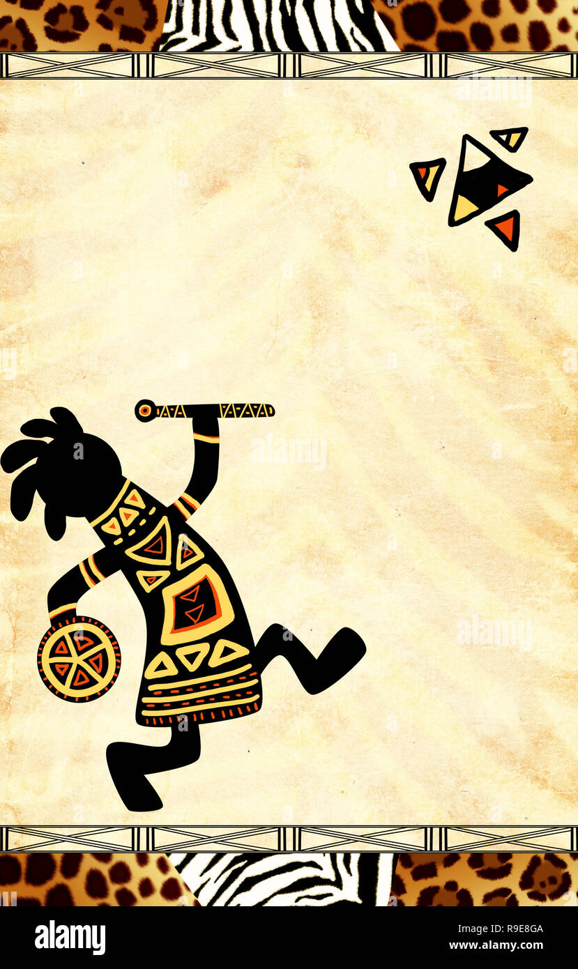 Dancing musicians. African traditional patterns Stock Photo - Alamy