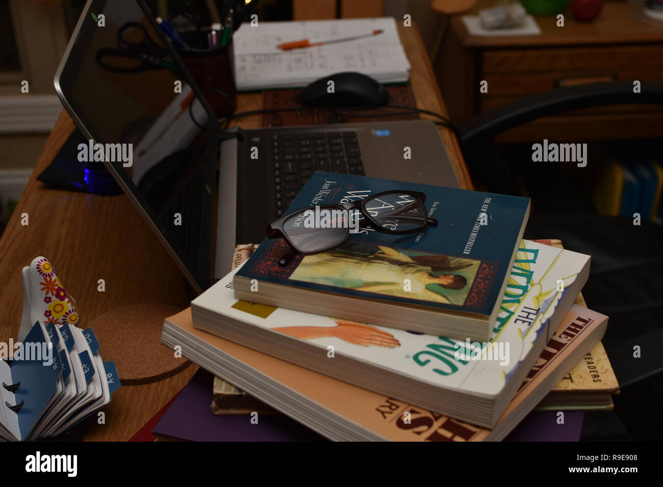 Studying for exams in home office Stock Photo - Alamy