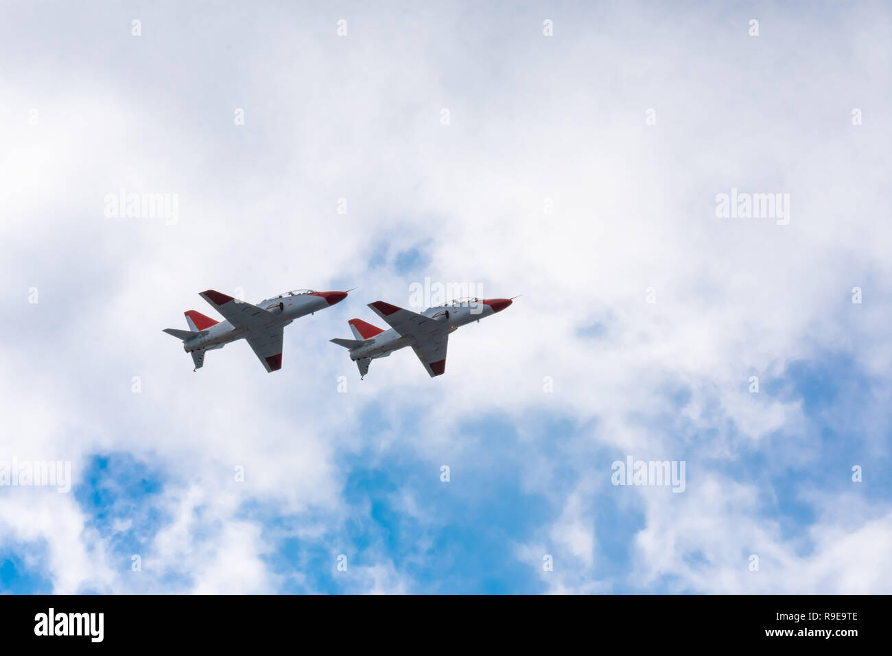 Two marine jets flying over in sky show Stock Photo - Alamy