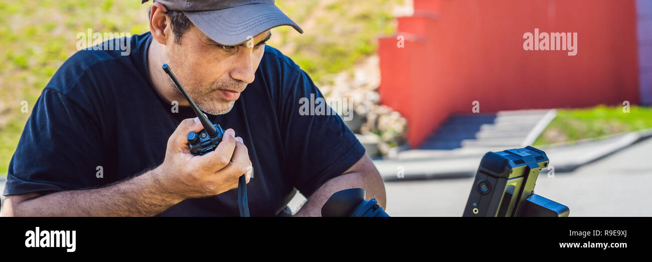 Shooting process on cinema stage - commercial production set, exterior ...