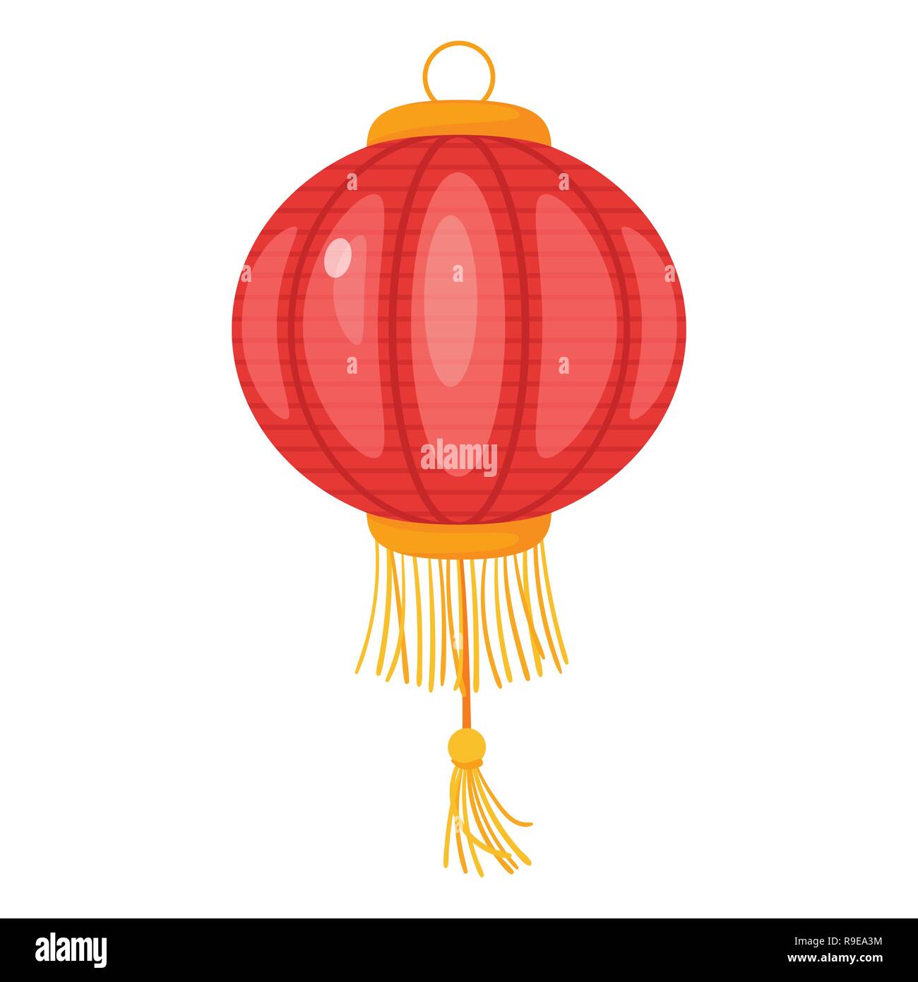 Chinese red color paper lantern isolated on white background. Vector ...