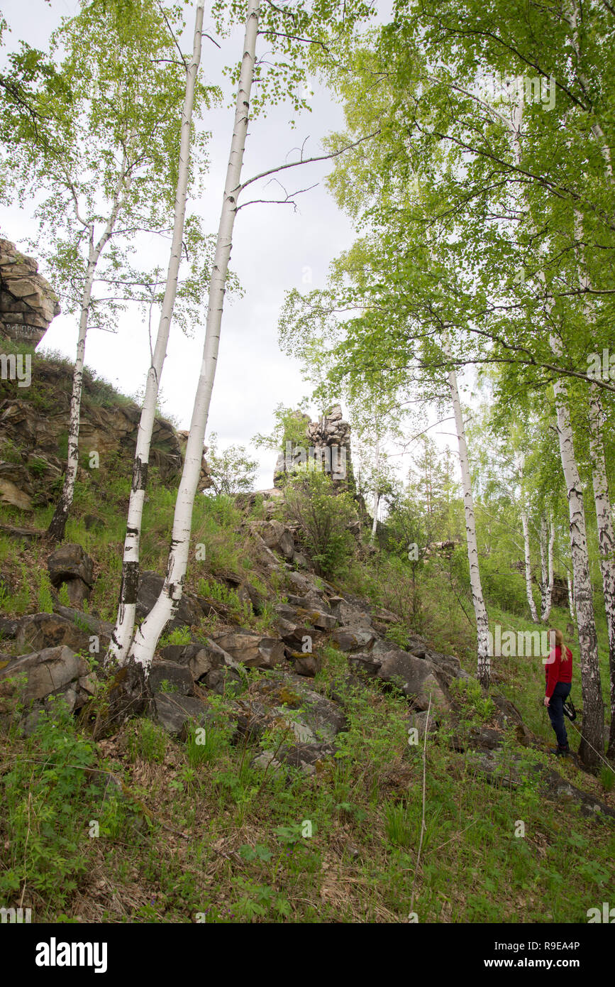 View on taiga. Rocks in the forest of Siberia Stock Photo - Alamy