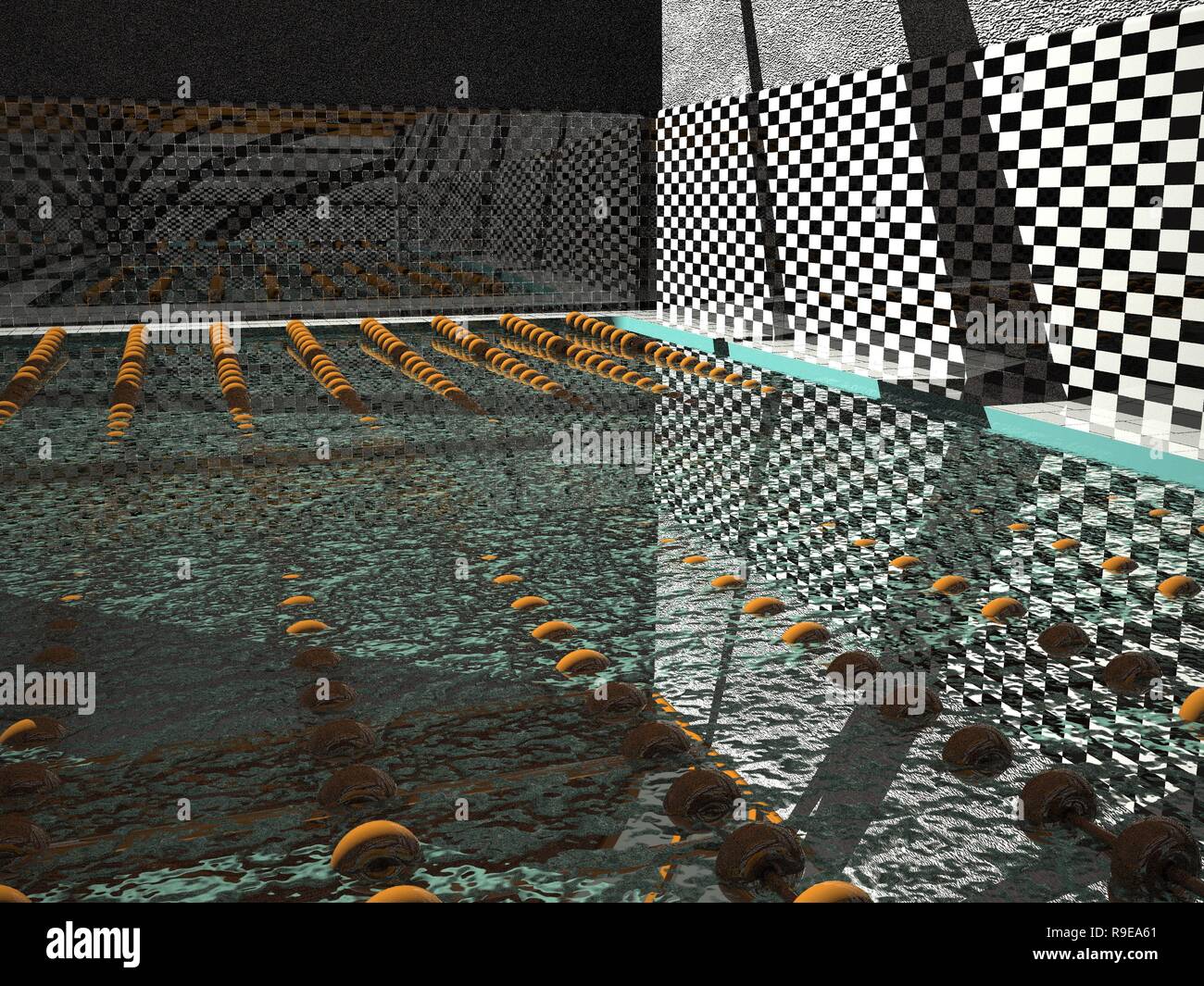 Swimming pool with light and shadows, 3d rendering Stock Photo - Alamy