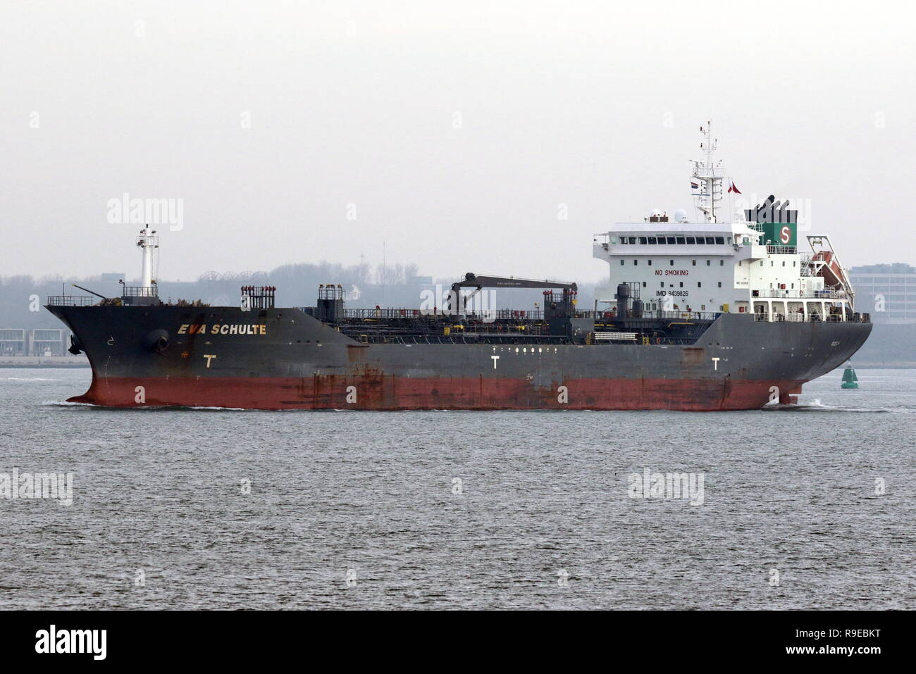 The tanker Eva Schulte leaves the port of Rotterdam on 23 November 2018 ...
