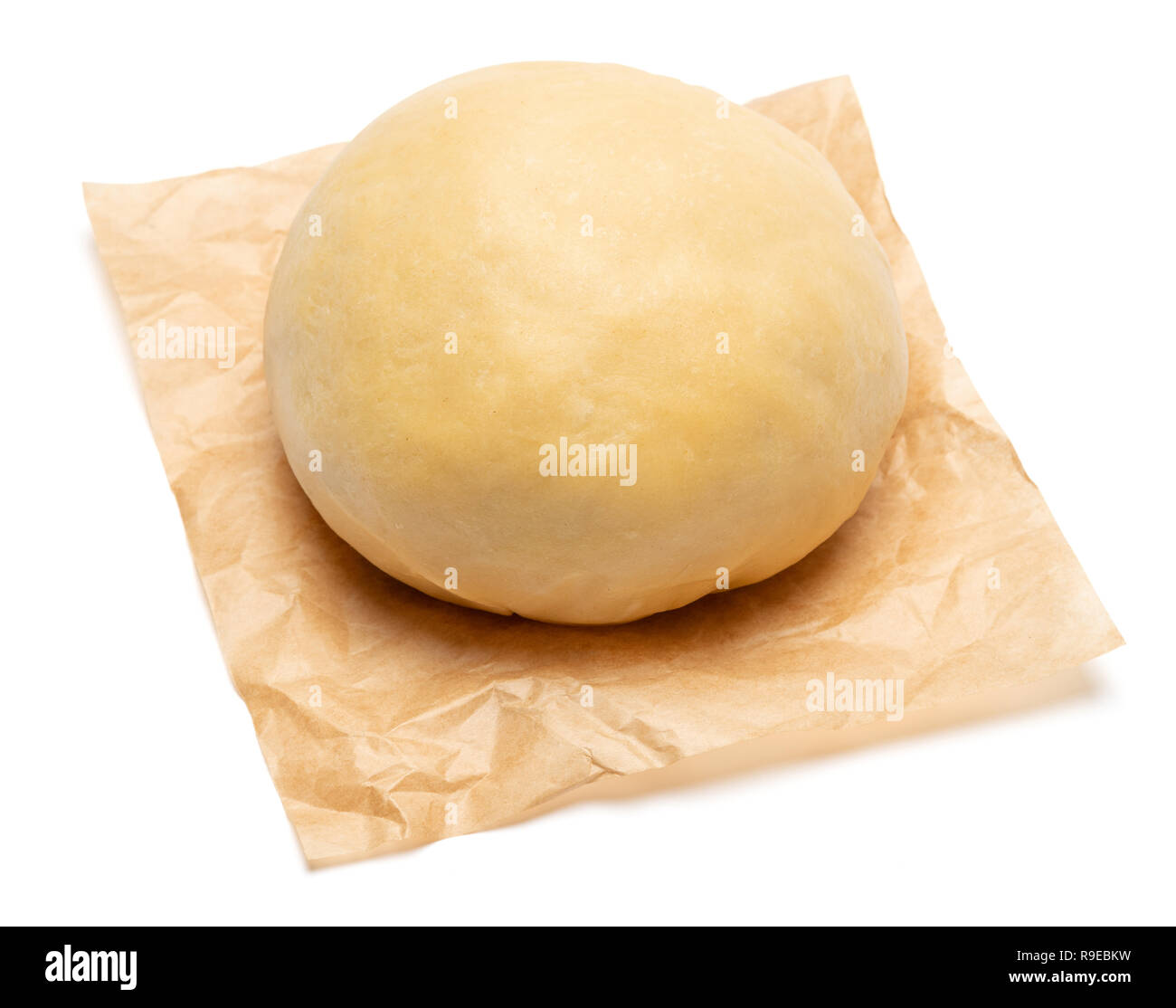unrolled and unbaked Shortcrust pastry dough on white background Stock ...