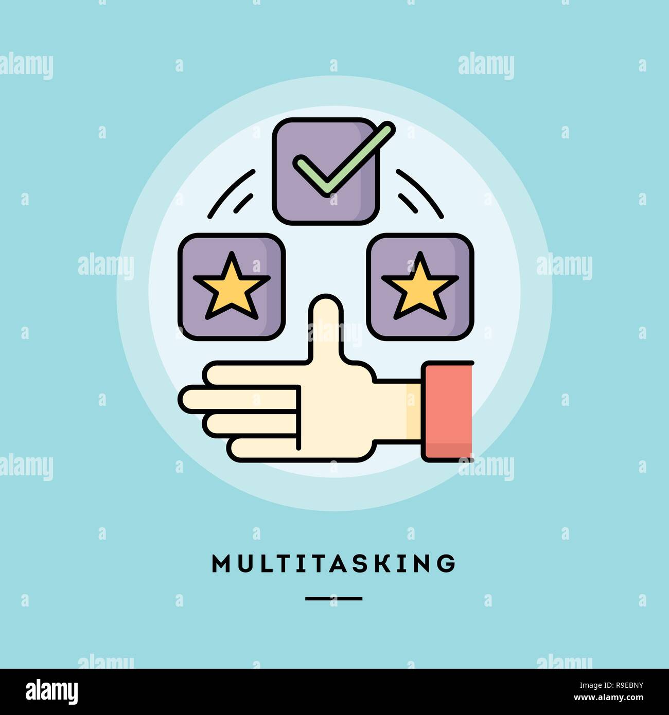 Multitasking, flat design thin line banner Stock Vector Image & Art - Alamy