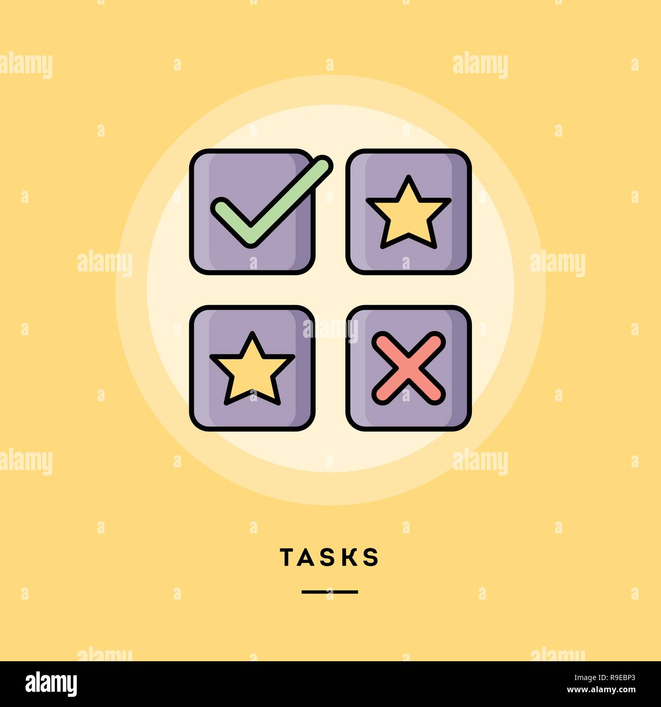 Tasks, flat design thin line banner Stock Vector Image & Art - Alamy