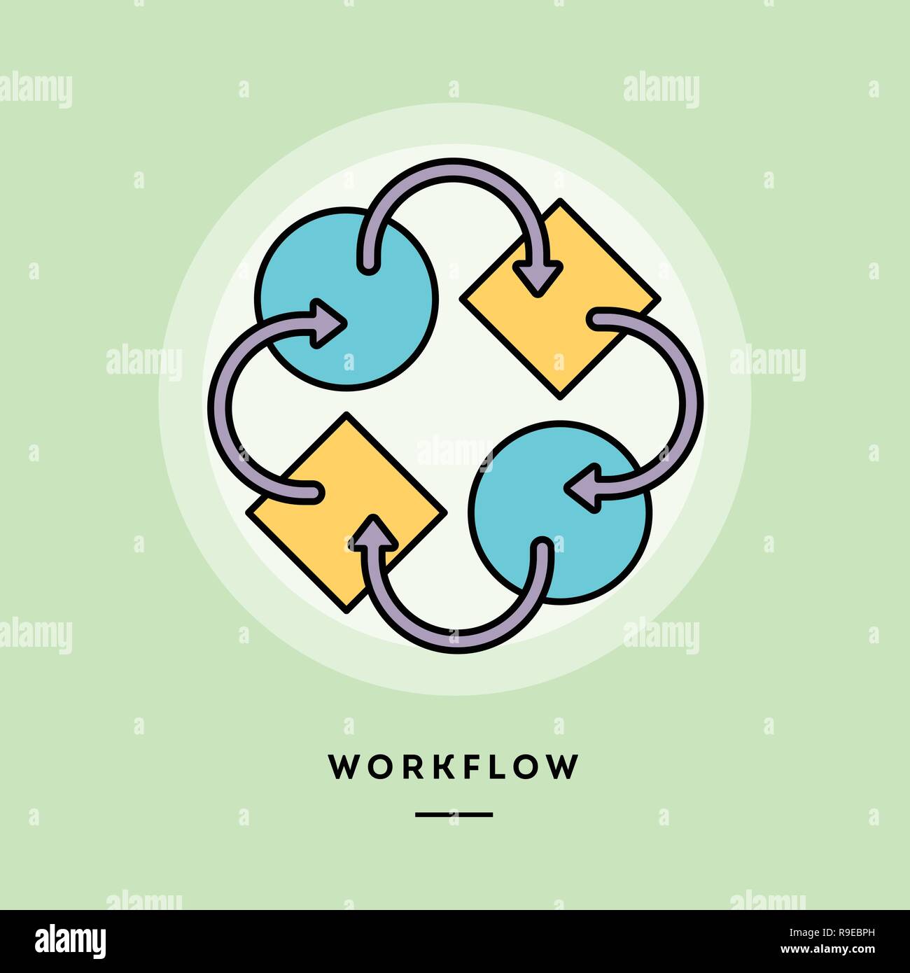 Workflow network icon outline Stock Vector Images - Alamy