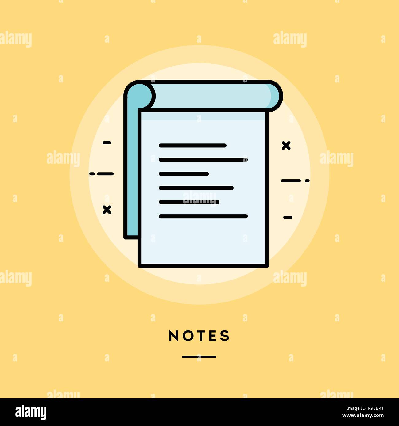 Notes, flat design thin line banner Stock Vector Image & Art - Alamy