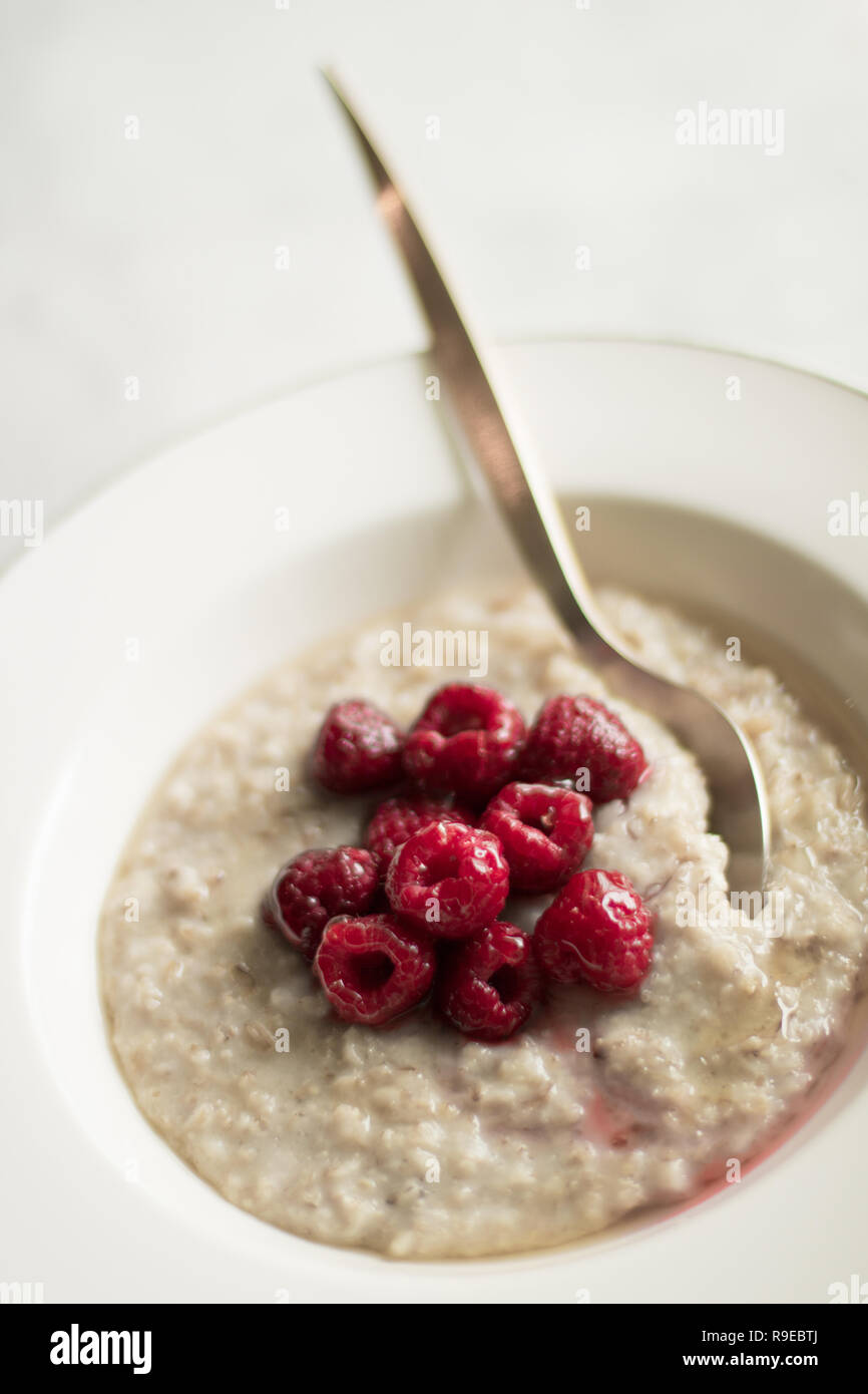 homemade rustic healthy breakfast styled concept - oatmeal with ...