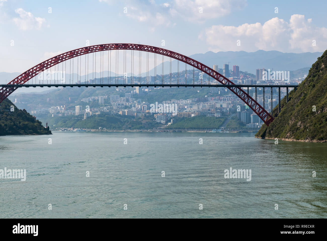 Wushan - Wu river bridge- china Stock Photo - Alamy