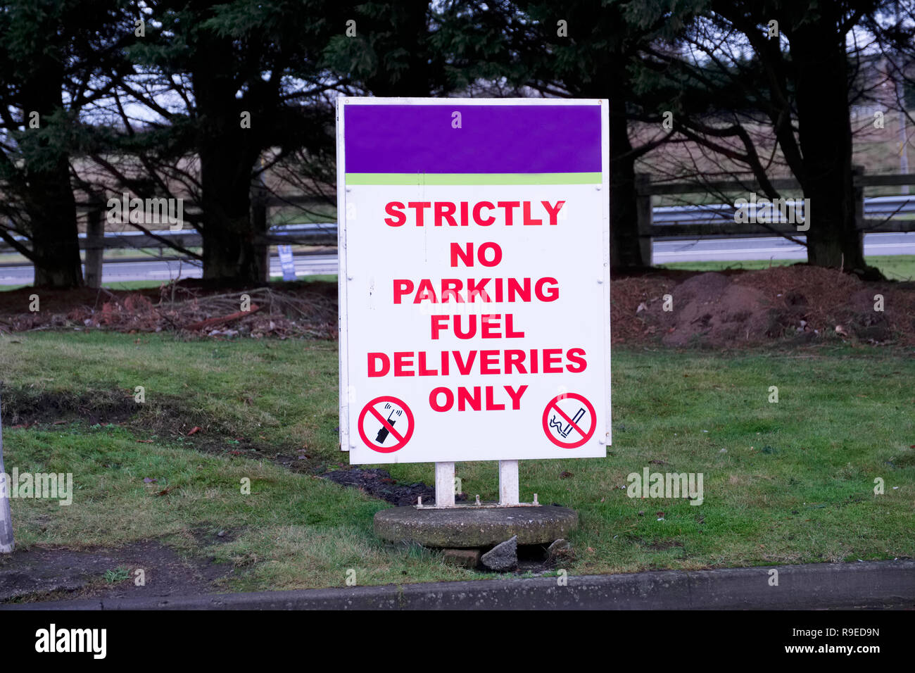 Fuel delivery parking only sign at gas petrol station for oil and gas ...