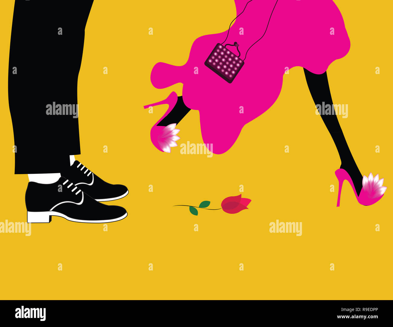 illustration of a couple having a breakup and the girl refusing his ...