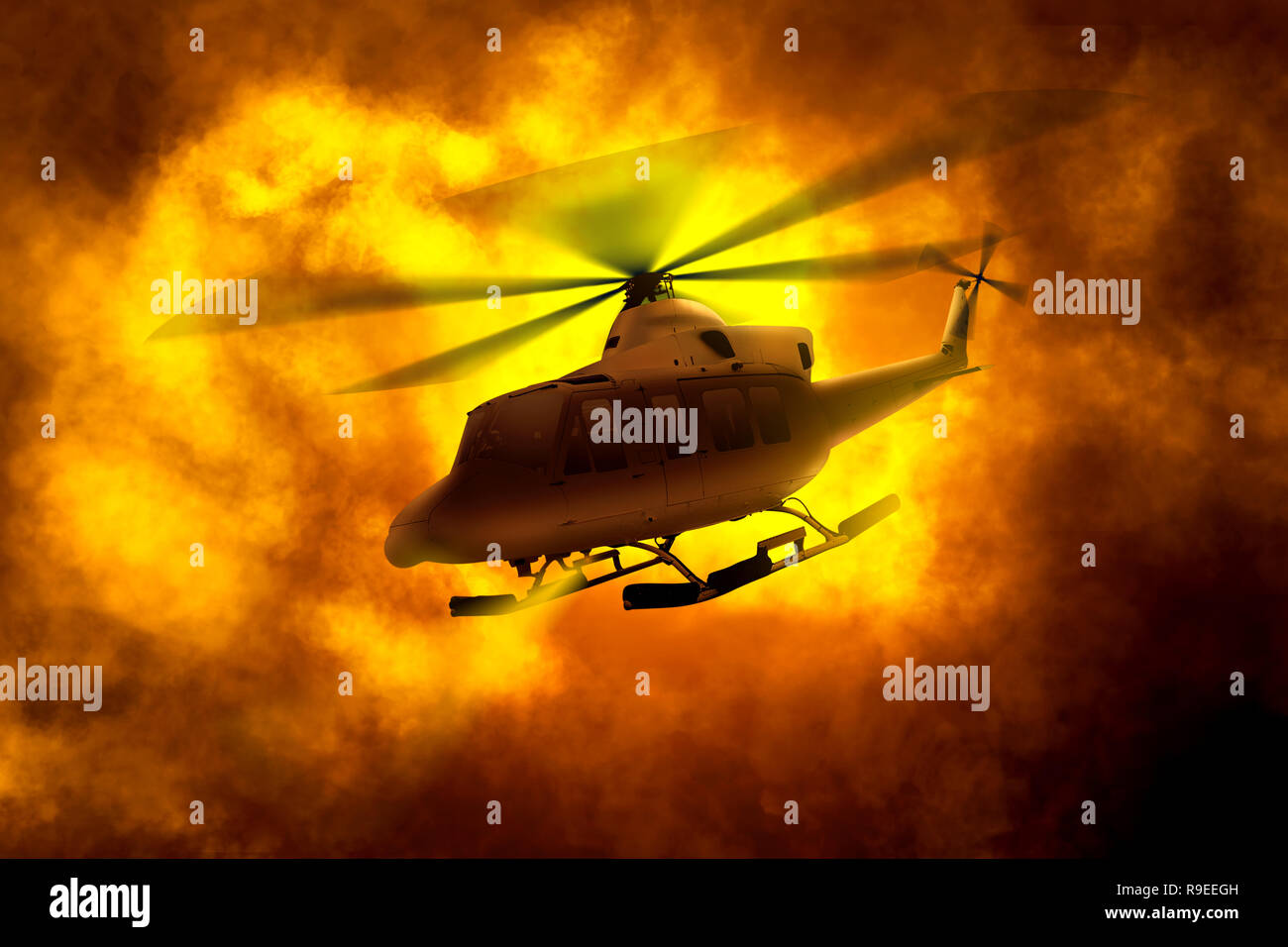 Orange fire helicopter hi-res stock photography and images - Alamy