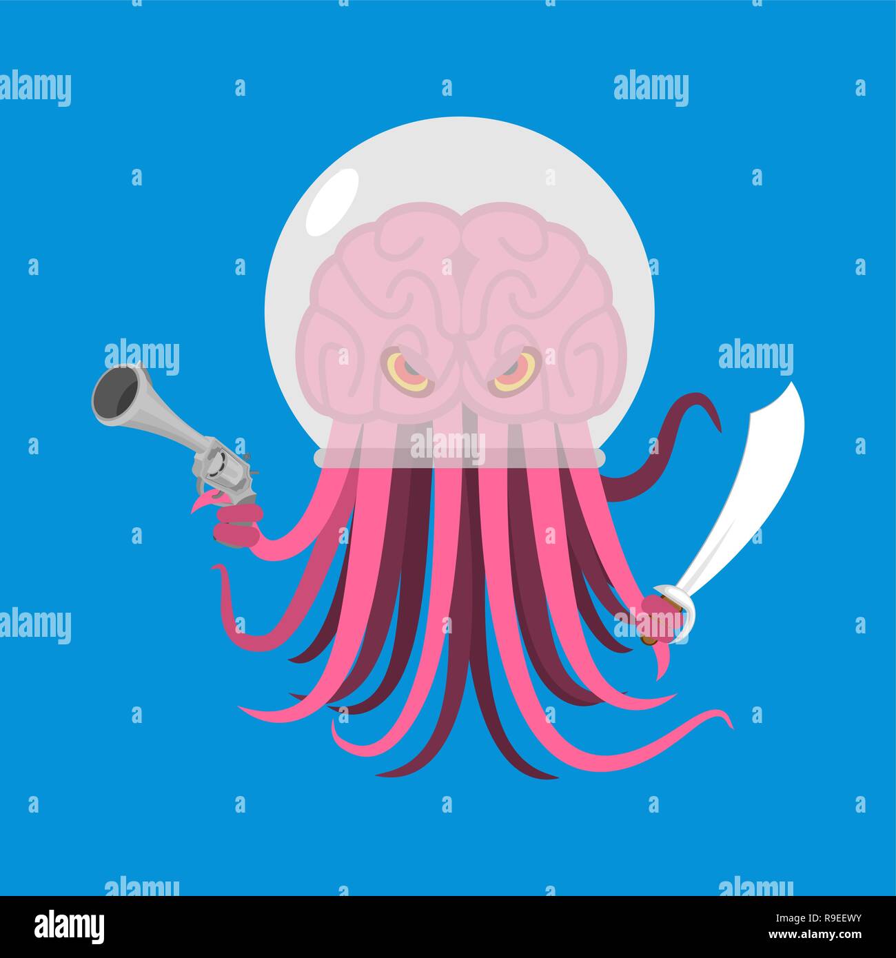 Brain with tentacles. monster Space invader. parasite Alien from space ...