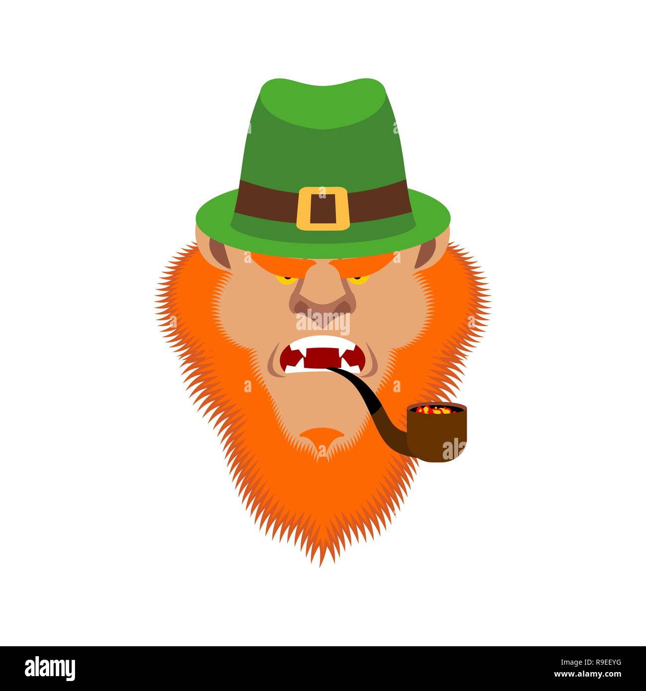 Angry leprechaun face. mad Red-bearded dwarf. St.Patricks Day. Irish ...