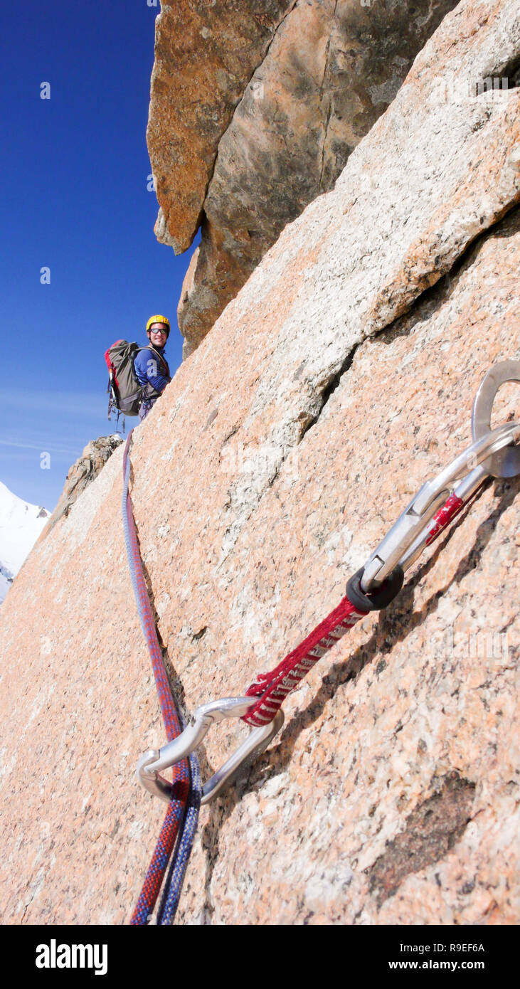 Rock climbing belay points hi-res stock photography and images - Alamy