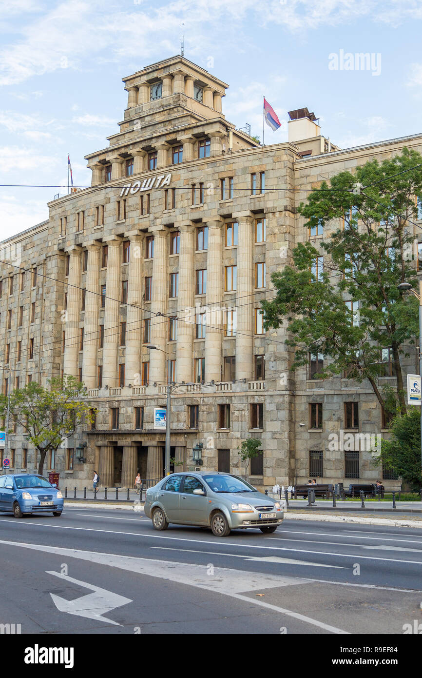 Belgrade, Serbia- 16 August 2014: Building post office of Republic of ...