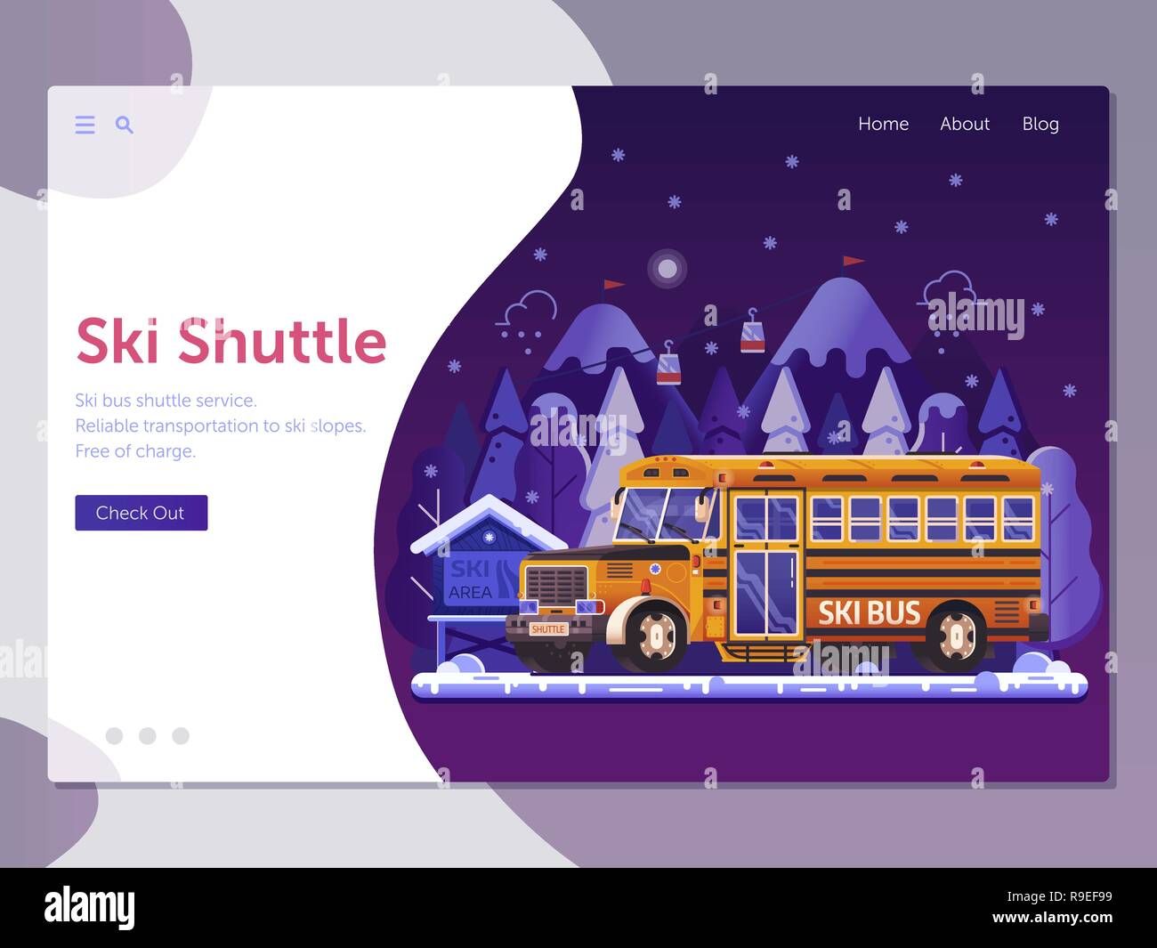 Ski Resort Shuttle Bus Service Landing Page Stock Vector Image & Art ...