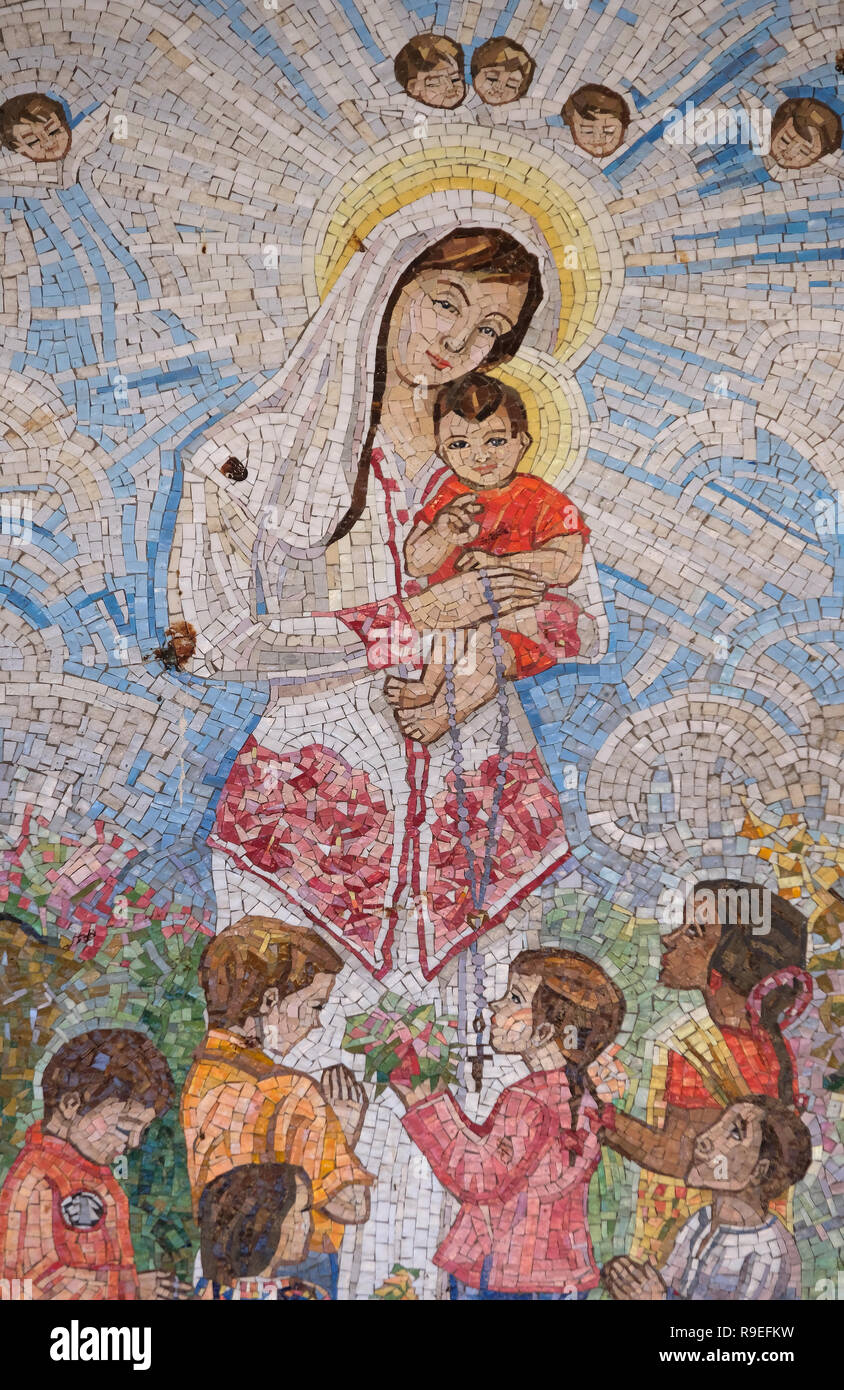 A mosaic painting depicting Mary and the infant Jesus donated by the ...